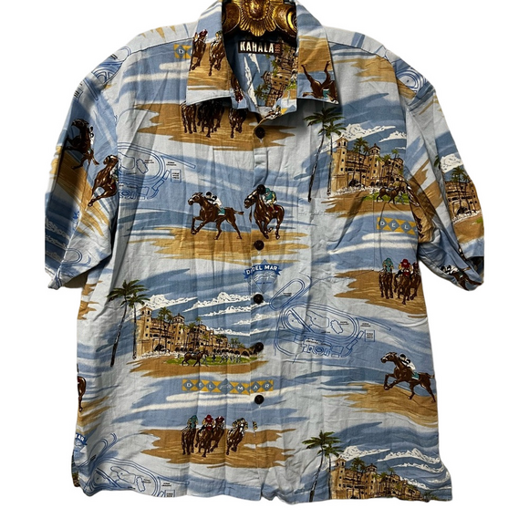 Kahala | Shirts | Vintage Kahala Hawaiian Light Blue Equestrian Print ...
